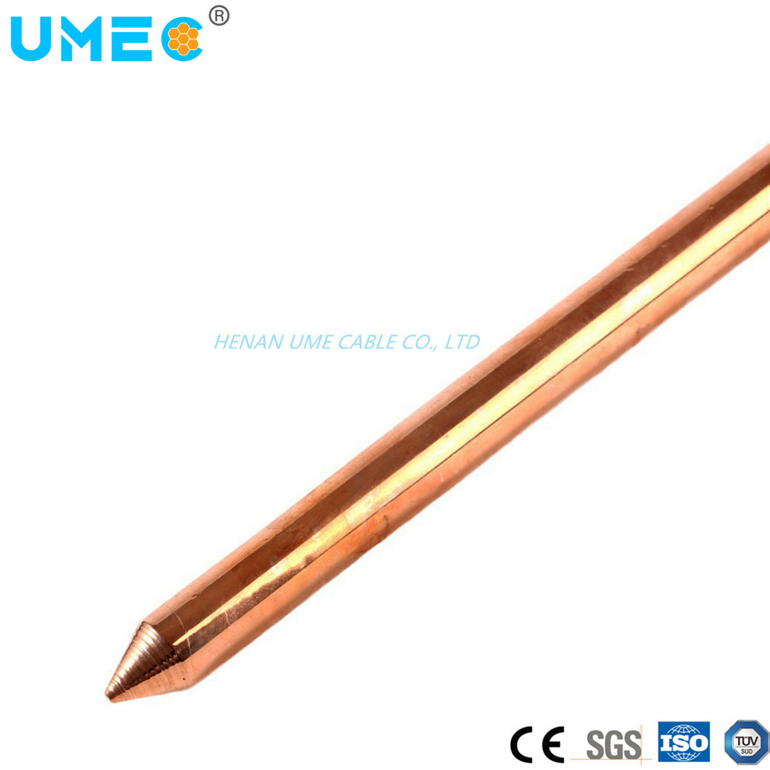 99.9% Electrolytic Copper Molecular Copper Clad Steel Grounding Rod 14 ...